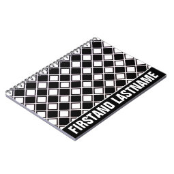 Personalized Bar Tab Black Checkered Tilt Notebook | Zazzle