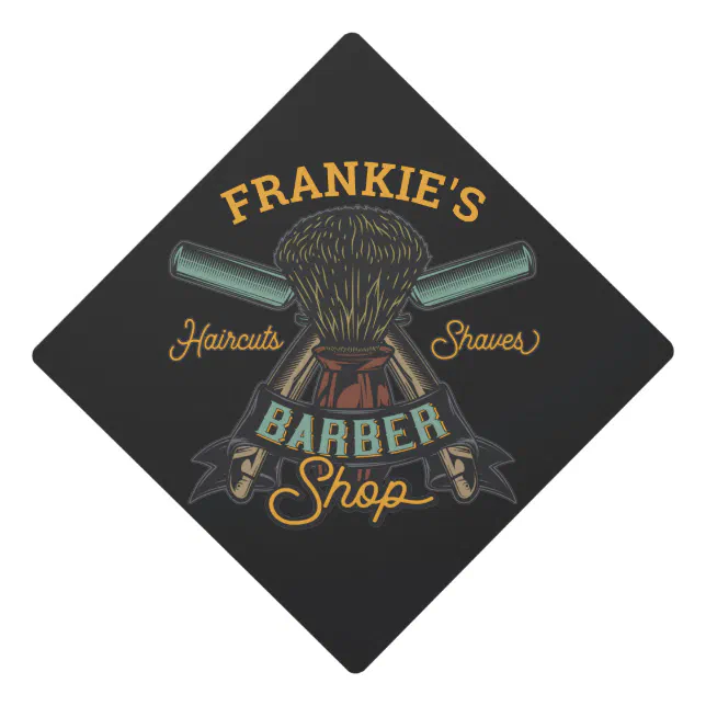 Personalized Barber Shop Retro Haircuts Shaves Graduation Cap Topper ...