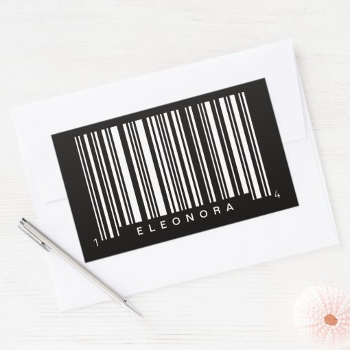 personalized barcode striped design rectangular sticker | Zazzle