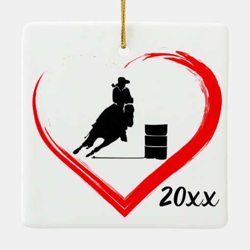 Personalized Barrel Racing Horse n Heart Christmas Ceramic Ornament ...