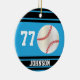 Personalized Baseball | Baby Blue and Black Ceramic Ornament | Zazzle