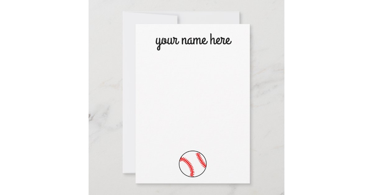 Personalized Baseball Ball Notecards | Zazzle