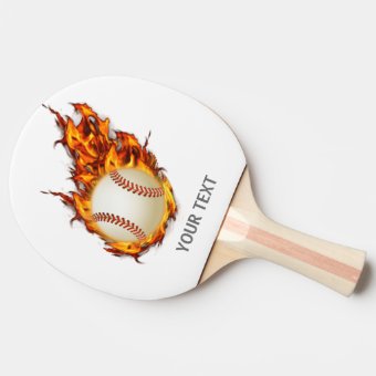 Personalized Baseball Ball on Fire bat Ping-Pong Paddle | Zazzle
