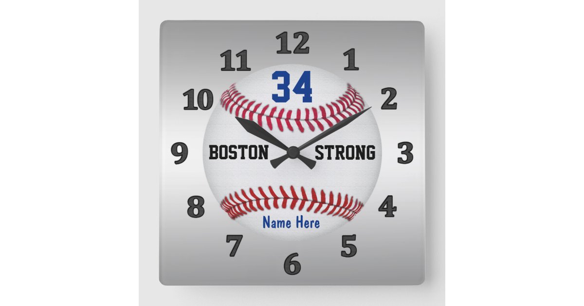 Personalized Baseball Clocks, Jersey NUMBER & NAME Square Wall Clock ...