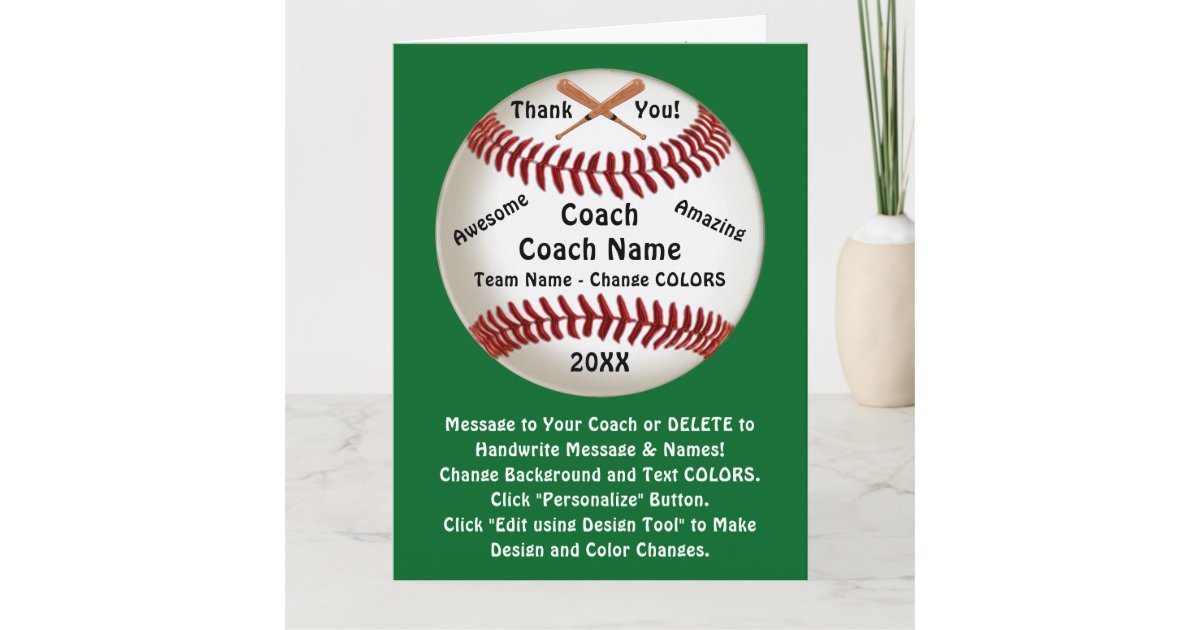 Personalized, Baseball Coach Card, Card | Zazzle