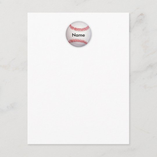 Personalized Baseball Flat Note Card | Zazzle.com