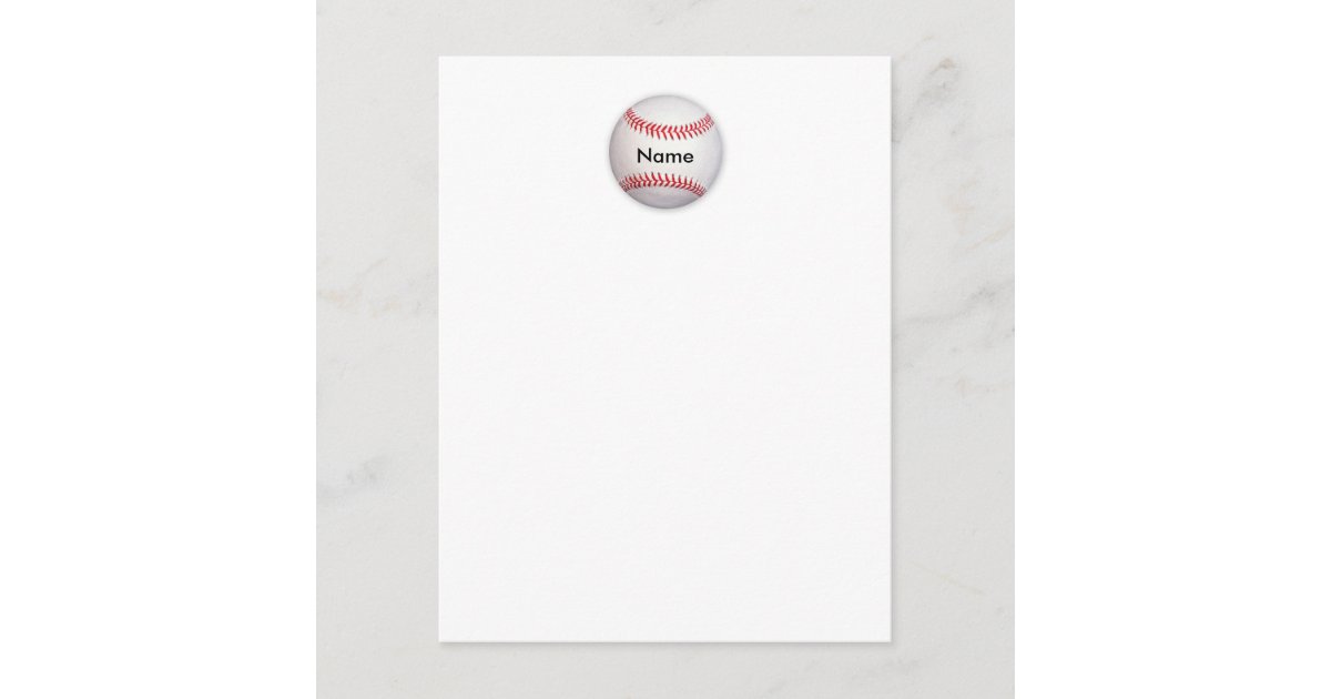 Personalized Baseball Flat Note Card | Zazzle.com