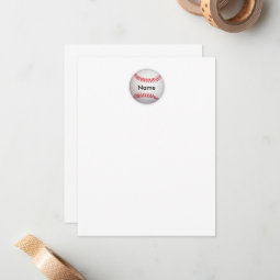 Personalized Baseball Flat Note Card | Zazzle