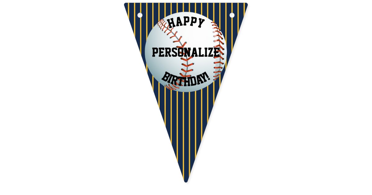 Personalized Baseball Happy Birthday Bunting Flags | Zazzle
