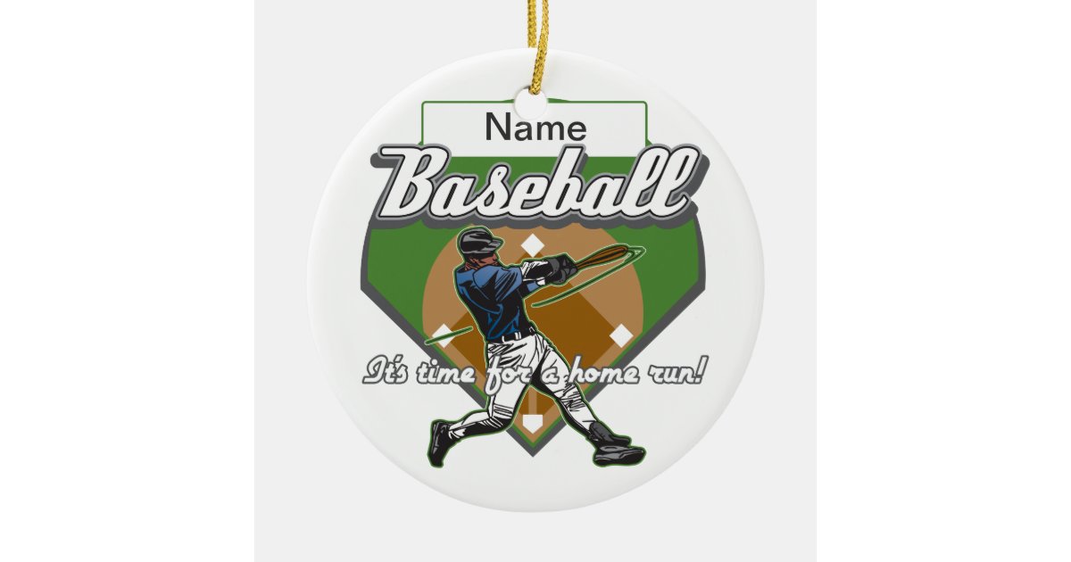 Personalized Baseball Home Run Ceramic Ornament | Zazzle