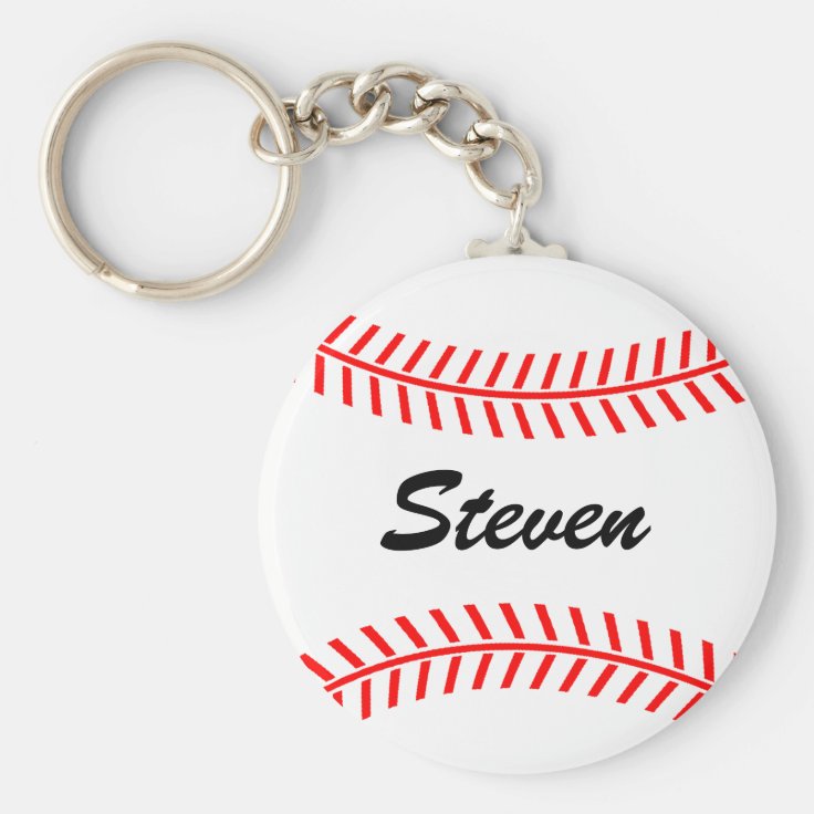 Personalized baseball keychain with custom name | Zazzle