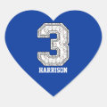 Personalized Baseball Number 3 Heart Sticker | Zazzle