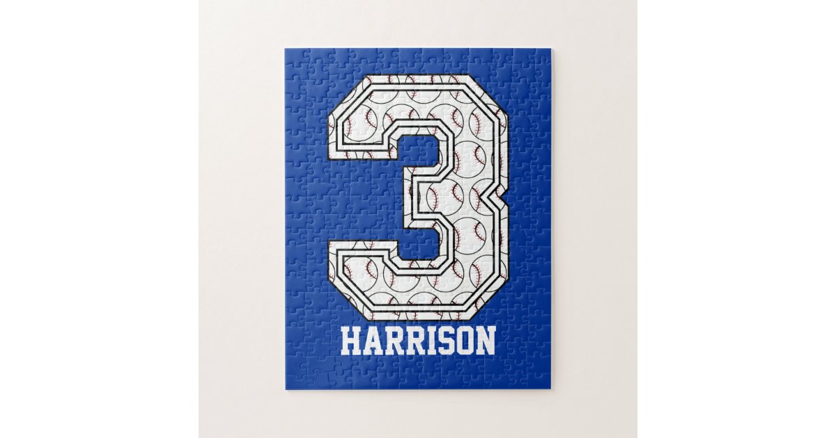 Personalized Baseball Number 3 Jigsaw Puzzle | Zazzle