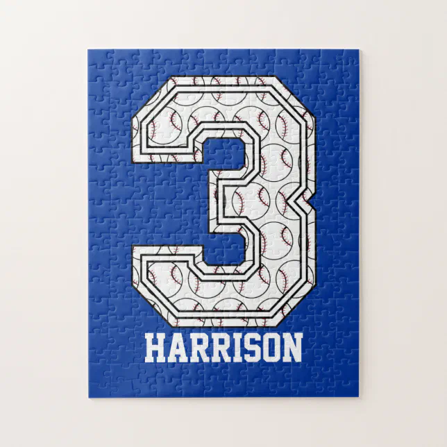 Personalized Baseball Number 3 Jigsaw Puzzle | Zazzle