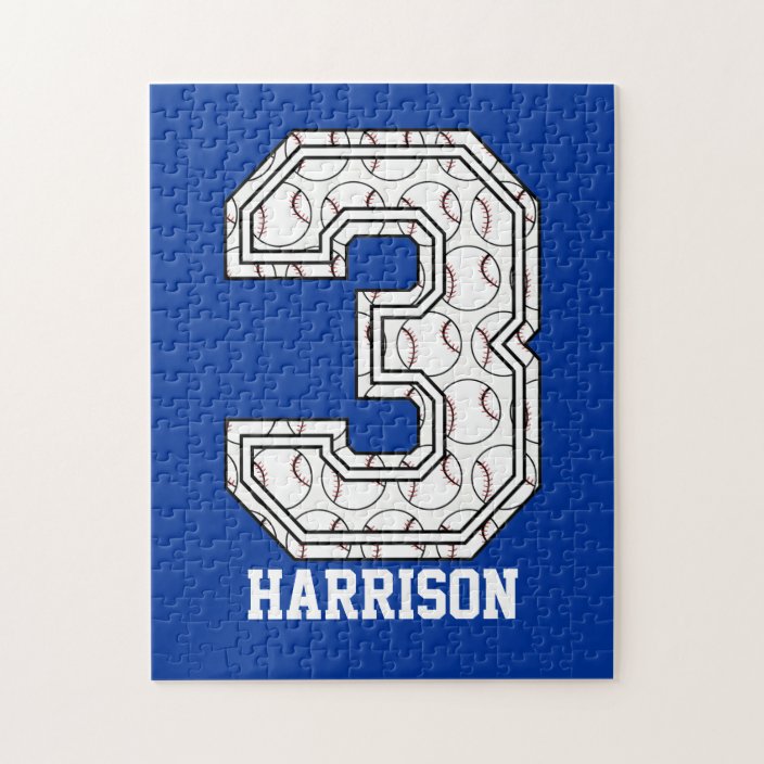 Personalized Baseball Number 3 Jigsaw Puzzle | Zazzle.com