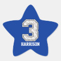 Personalized Baseball Number 3 Star Sticker | Zazzle