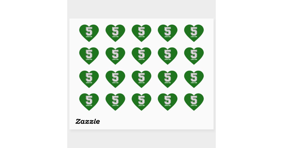Personalized Baseball Number 5 Heart Sticker | Zazzle