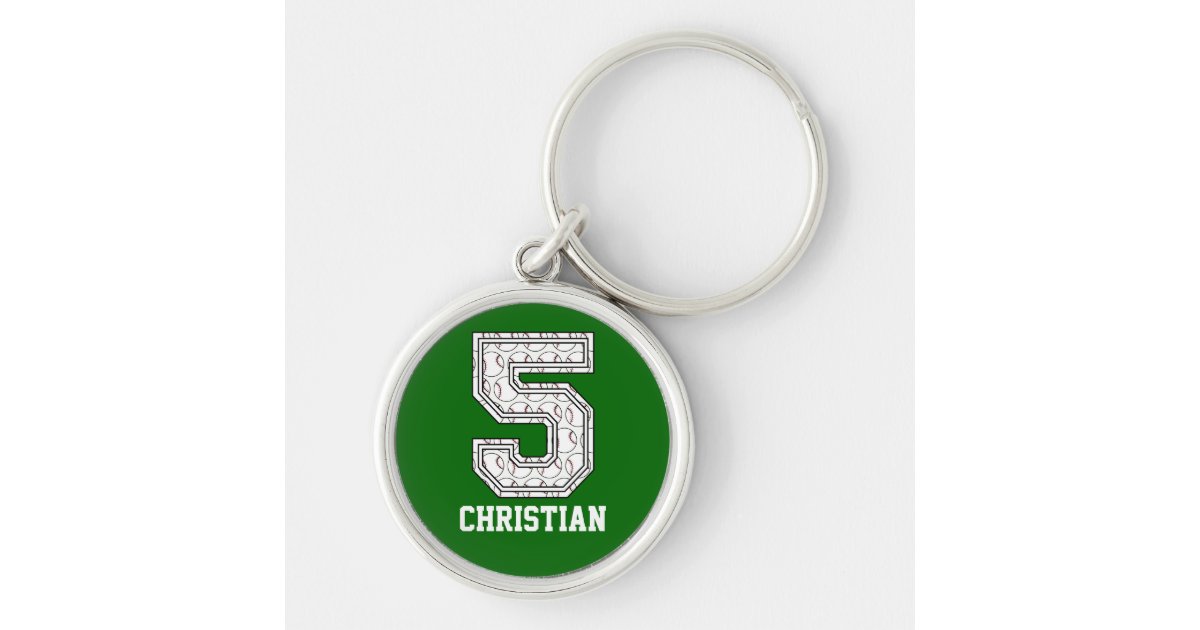 Personalized Baseball Number 5 Keychain | Zazzle