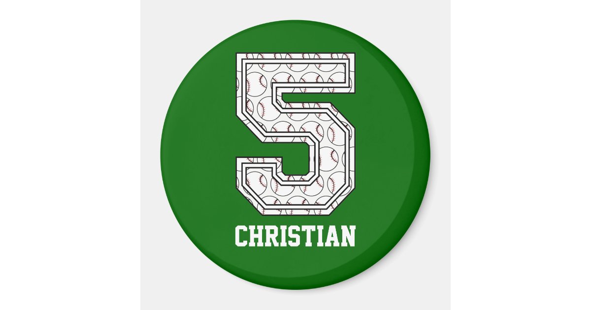 Personalized Baseball Number 5 Magnet | Zazzle