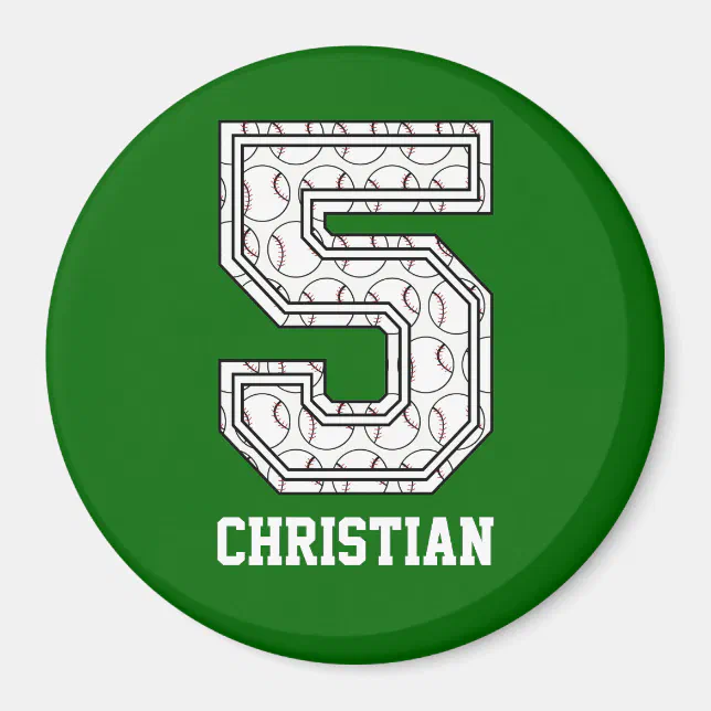 Personalized Baseball Number 5 Magnet | Zazzle