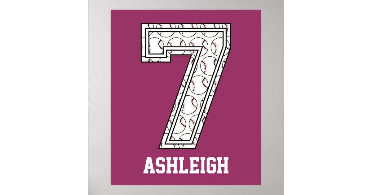 Personalized Baseball Number 7 Poster | Zazzle
