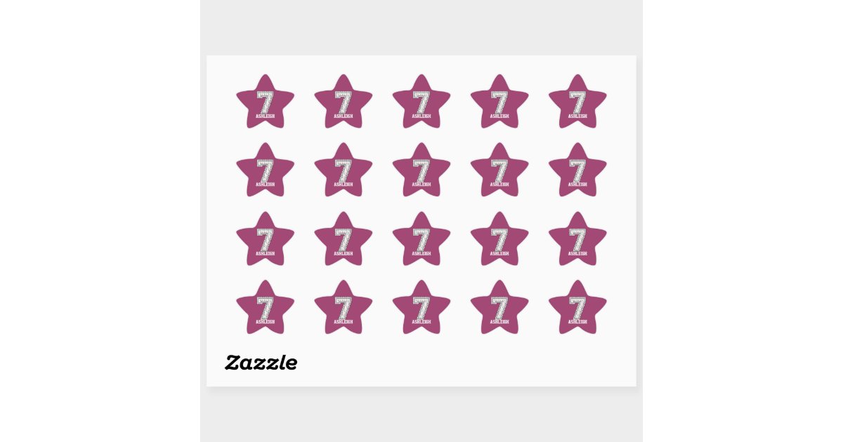 Personalized Baseball Number 7 Star Sticker | Zazzle