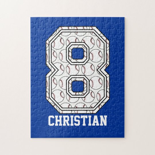 Personalized Baseball Number 8 Jigsaw Puzzle | Zazzle.com
