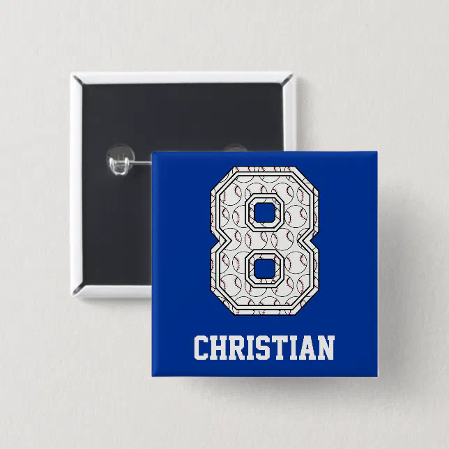 Personalized Baseball Number 8 Pinback Button | Zazzle