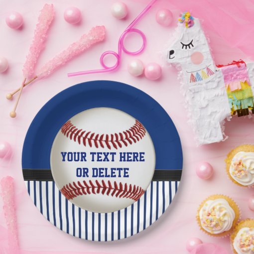 Personalized Baseball Paper Plates Red, White Blue | Zazzle