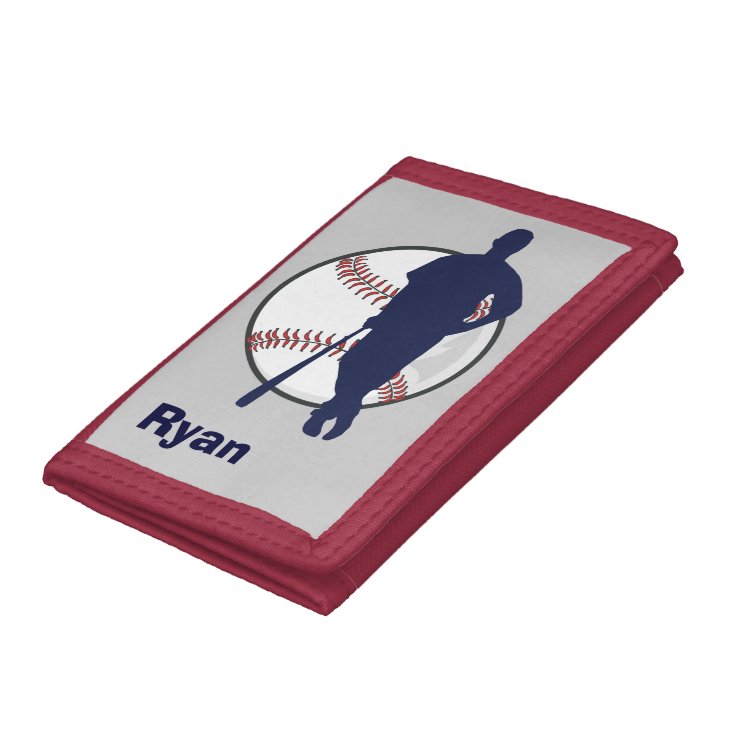 Personalized Baseball Player Trifold Wallet | Zazzle