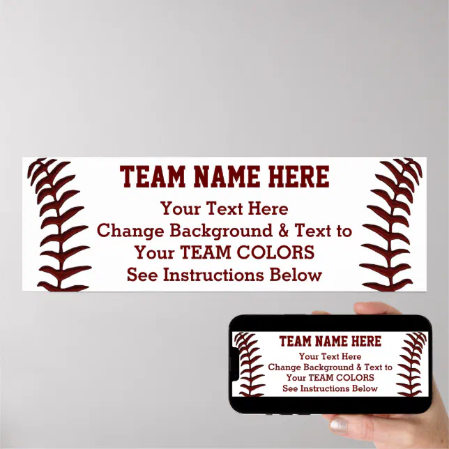 Personalized Baseball Poster Banner 36 in X 12 in | Zazzle