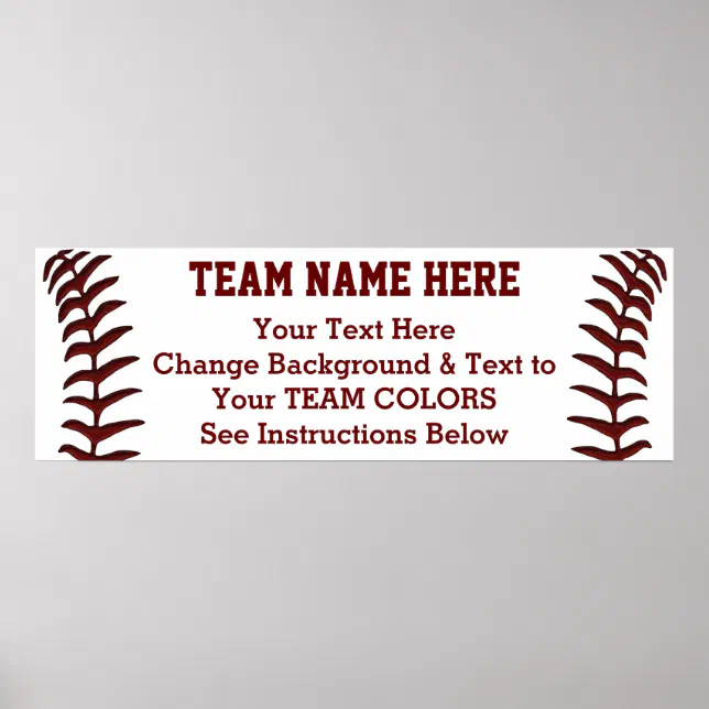 Personalized Baseball Poster Banner 36 in X 12 in | Zazzle