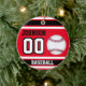 Personalized Baseball | Red, White and Black Ceramic Ornament | Zazzle