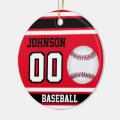 Personalized Baseball | Red, White and Black Ceramic Ornament | Zazzle