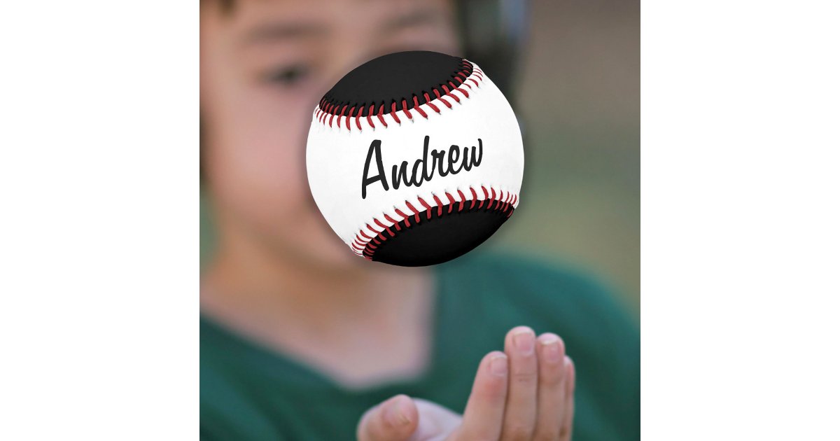 Personalized Baseball with Name Black and White | Zazzle