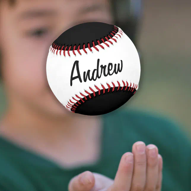 Personalized Baseball with Name Black and White | Zazzle