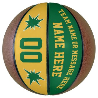 Personalized Basketball Ball, Green and Gold | Zazzle