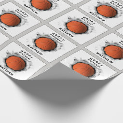 Personalized Basketball Birthday Gift Wrapping Paper | Zazzle