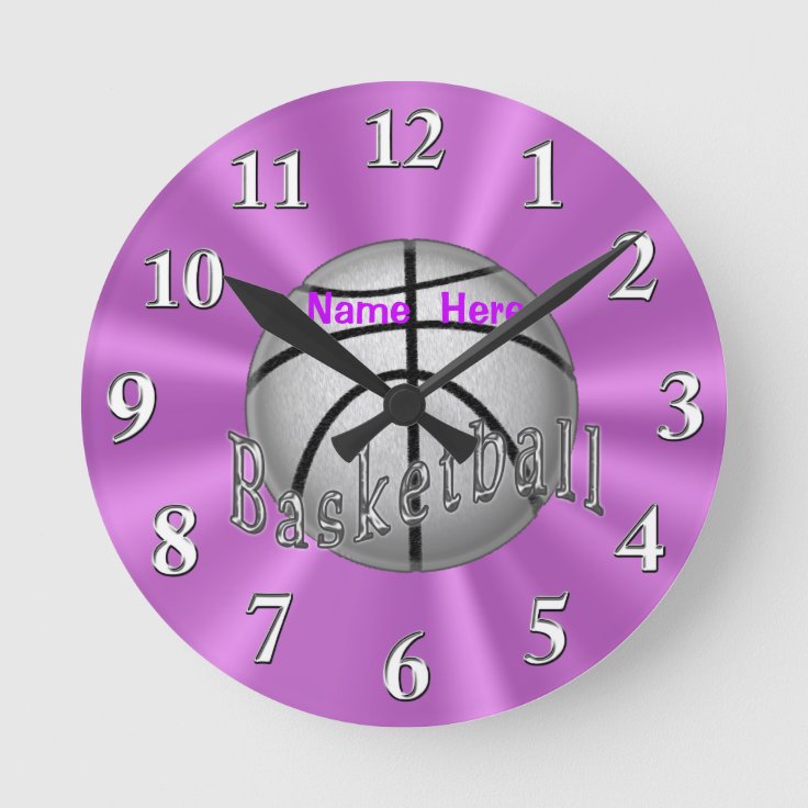 Personalized Basketball Clocks for Girls Room | Zazzle