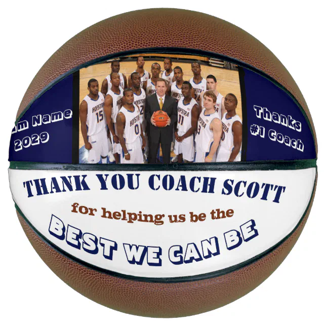 Personalized Basketball Coach Team Photo Thank You | Zazzle