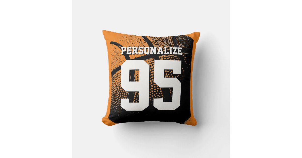 Personalized basketball jersey number throw pillow | Zazzle