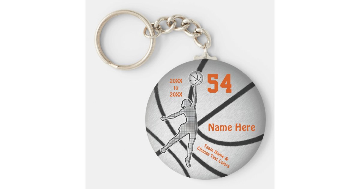 Personalized Basketball Keychains with Orange Text | Zazzle.com