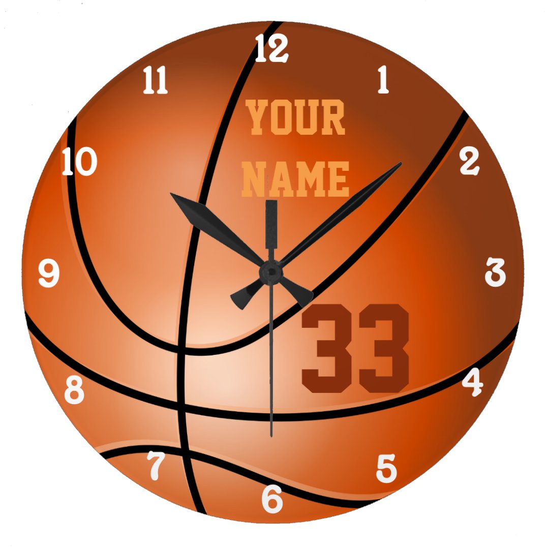 Personalized Basketball Name and Number Large Clock | Zazzle