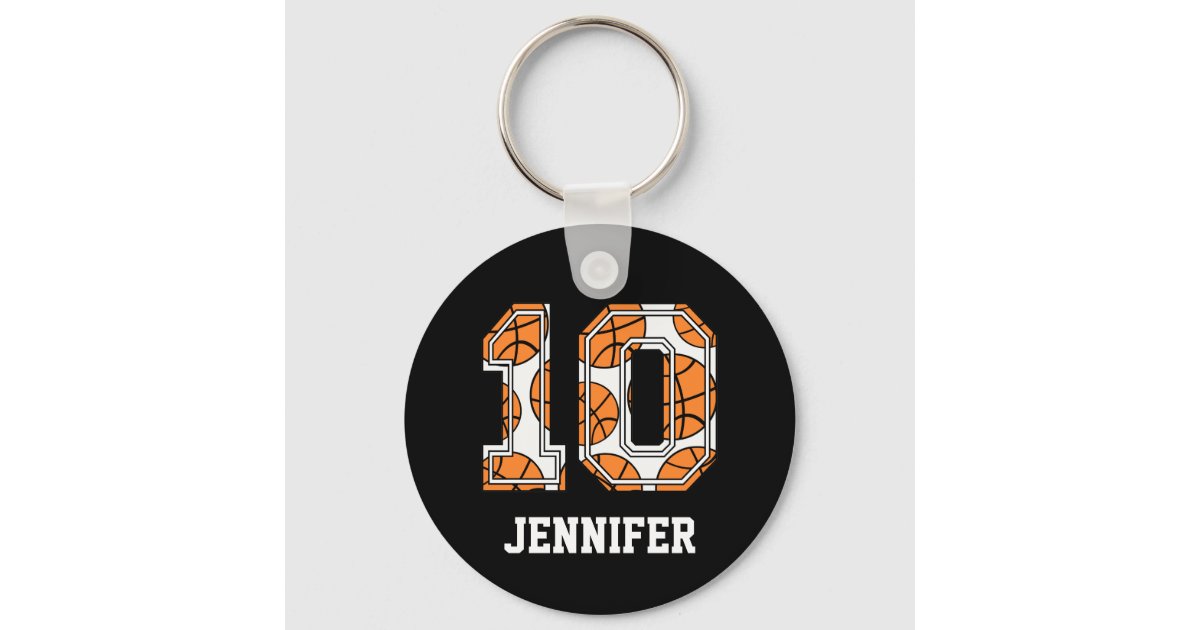 Personalized Basketball Number 10 Keychain | Zazzle