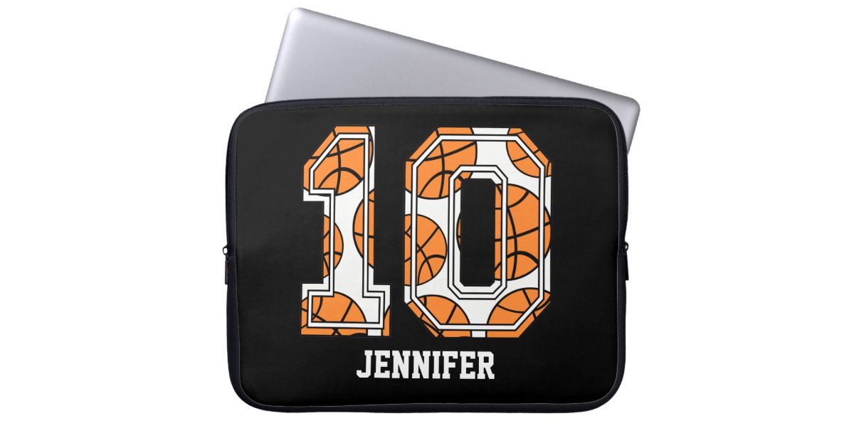 Personalized Basketball Number 10 Laptop Sleeve | Zazzle
