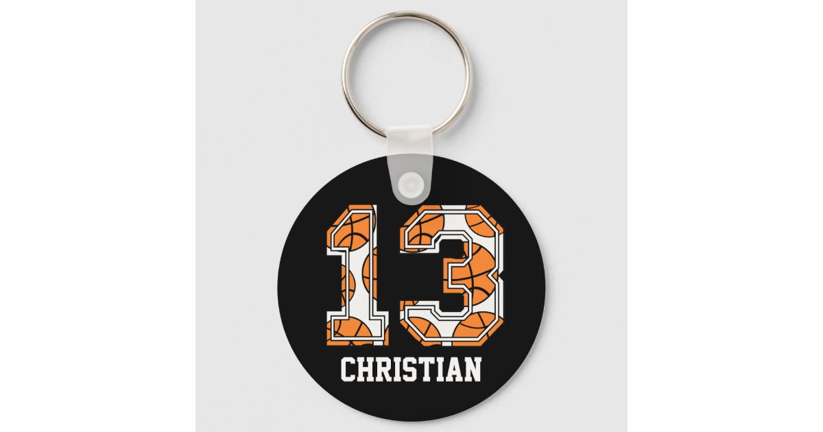Personalized Basketball Number 13 Keychain | Zazzle