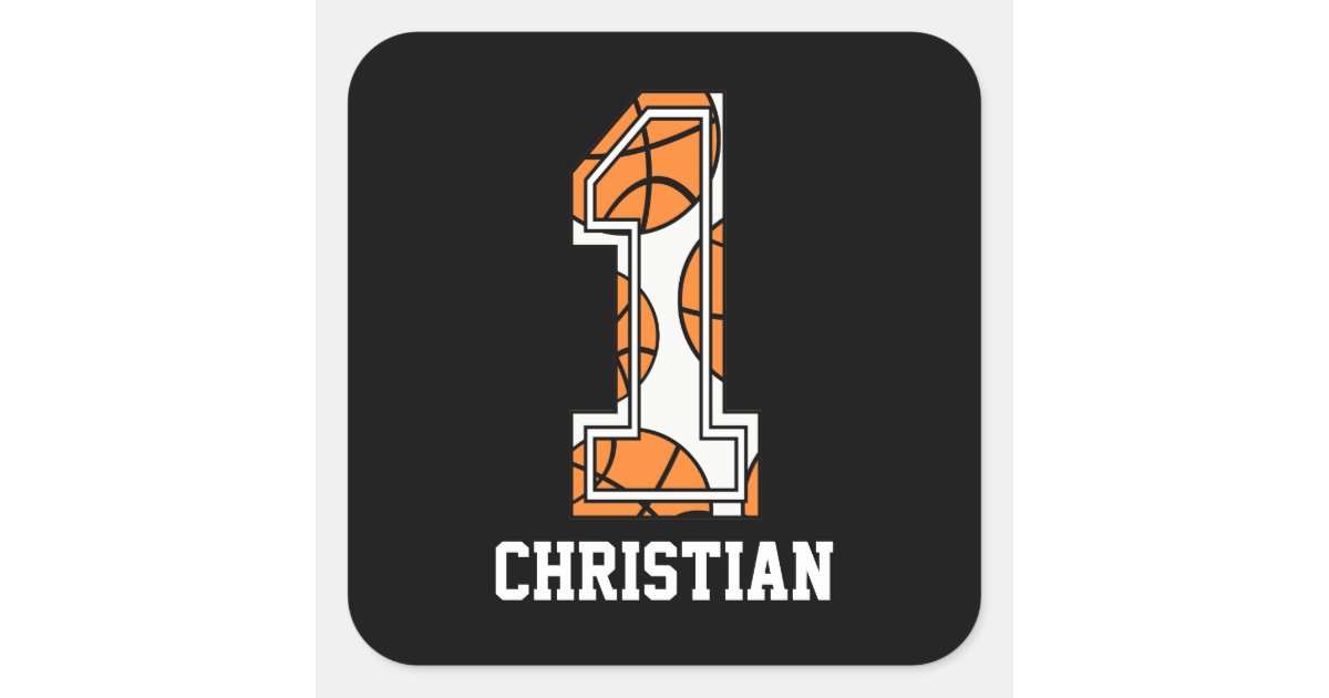 Personalized Basketball Number 1 Square Sticker | Zazzle