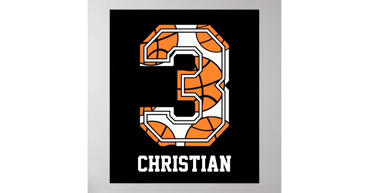 Personalized Basketball Number 3 Poster | Zazzle