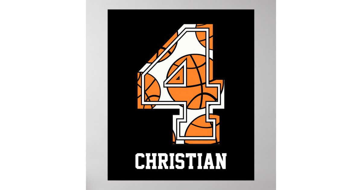 Personalized Basketball Number 4 Poster | Zazzle