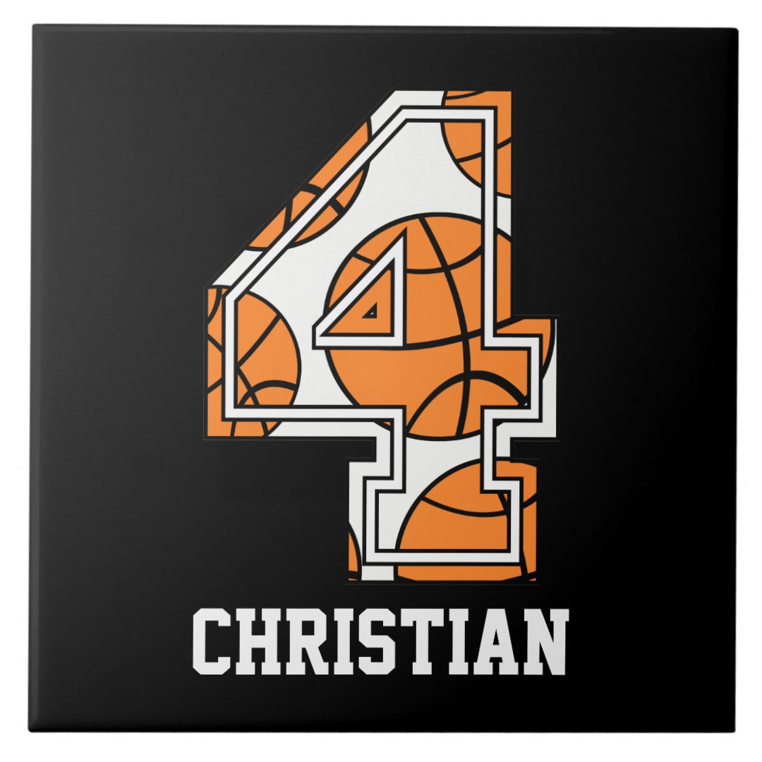 Personalized Basketball Number 4 Tile | Zazzle